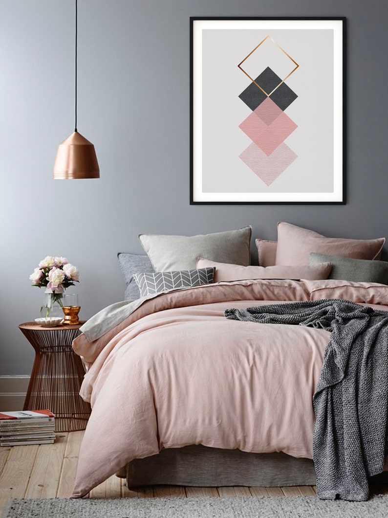 Pink and Bronze Geometric Scandi Printable Art Printables in Sizes to ...