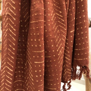 Rust Color Mudcloth Throw Blankets Set of 5 Handloom / Hand Dyed / Hand ...