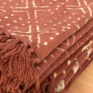 Rust Color Mudcloth Throw Blankets Set of 5 Handloom / Hand Dyed / Hand ...