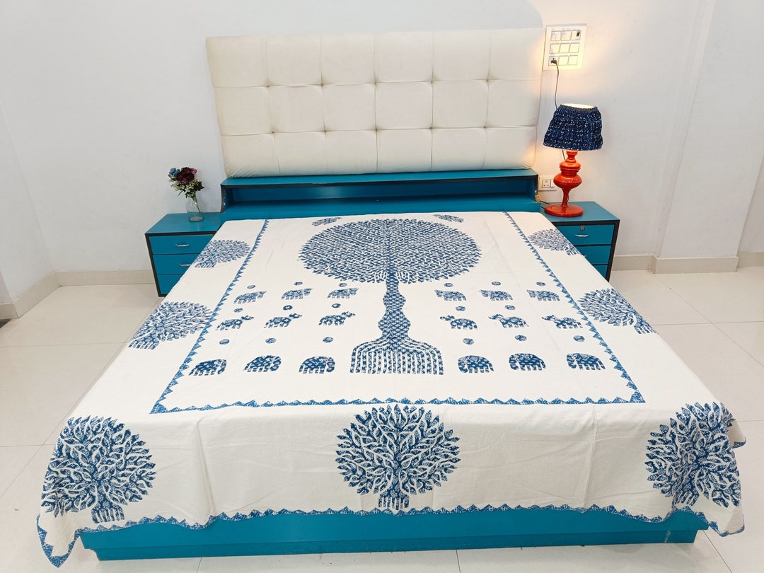 Luxury Tree Pattern Bedspreads Hand Embroidered White and - Etsy