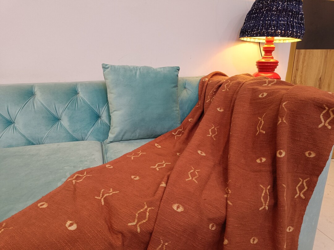 Hand Block Print Throw Bed Runner Rust Sofa Throw Home Décor House ...