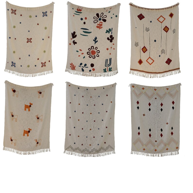 Throws and Blankets Boho Tasseled Bed Throws Embroidered - Etsy