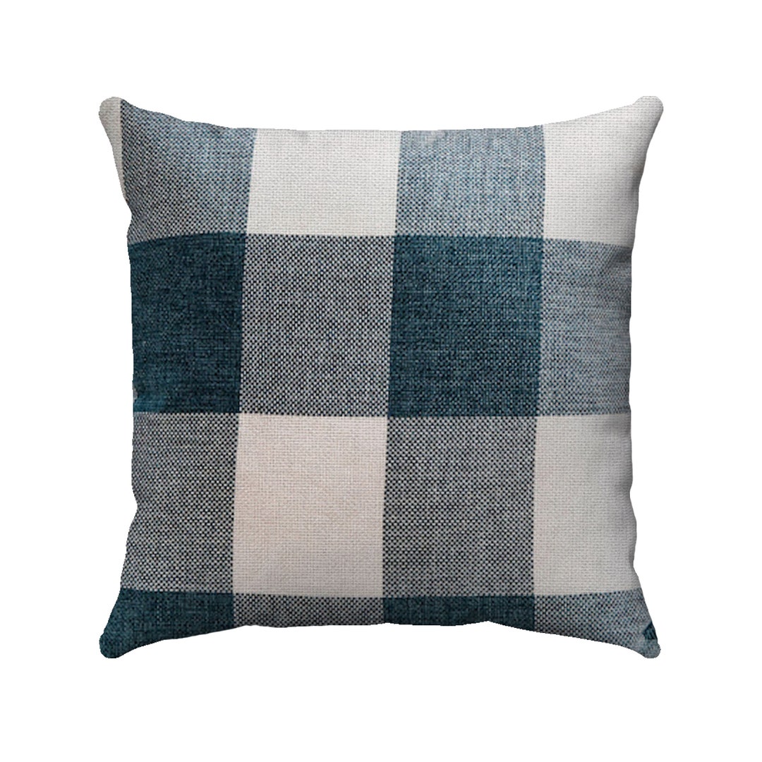 Teal Blue Buffalo Check Plaid Pillow Cover • Farmhouse Home Decor ...