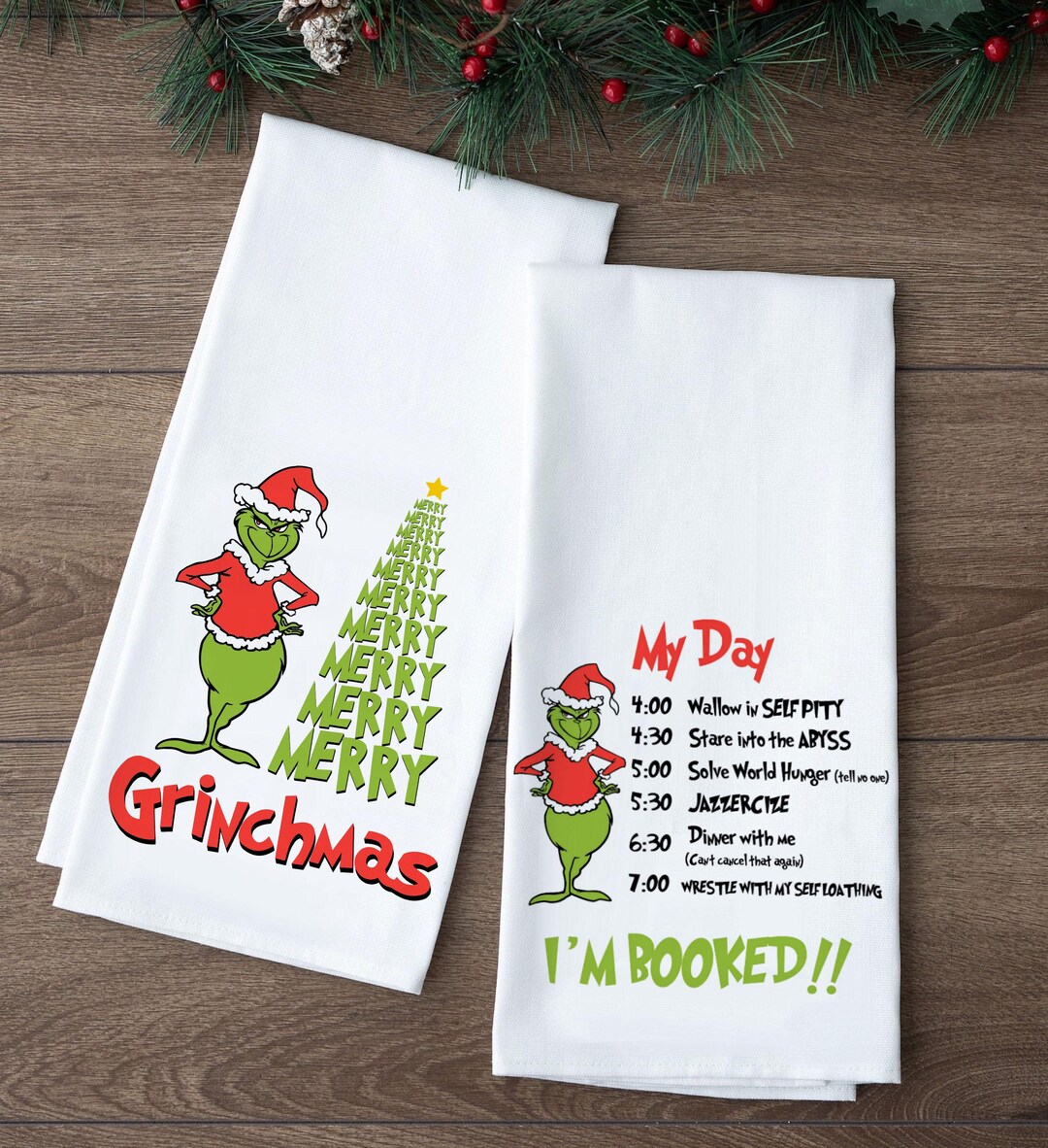 Christmas Flour Sack Towel - the Grinch My Day - Merry Grinchmas - 100% ...