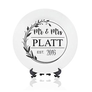 Personalized Monogram Plate Family Name and Marriage Year Custom Plate ...
