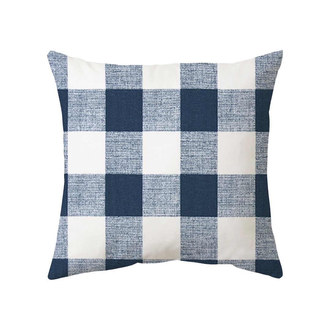 Anderson Plaid Pillow Italian Denim and White Buffalo Check - Etsy