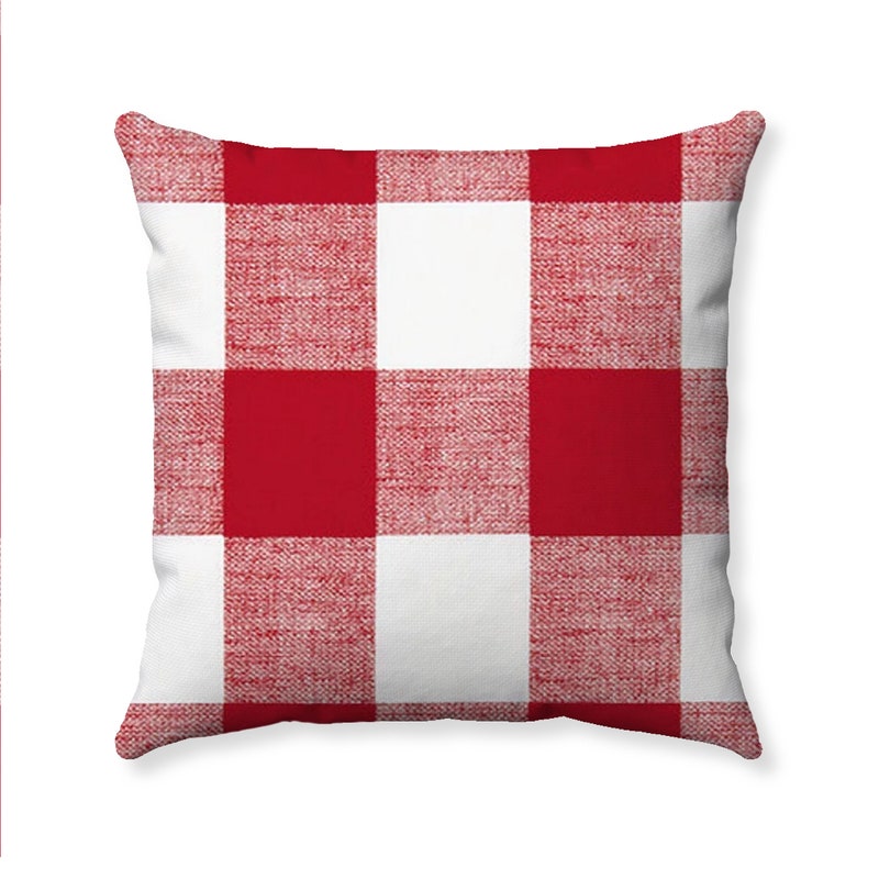 Red and White Buffalo Check Fabric - Etsy