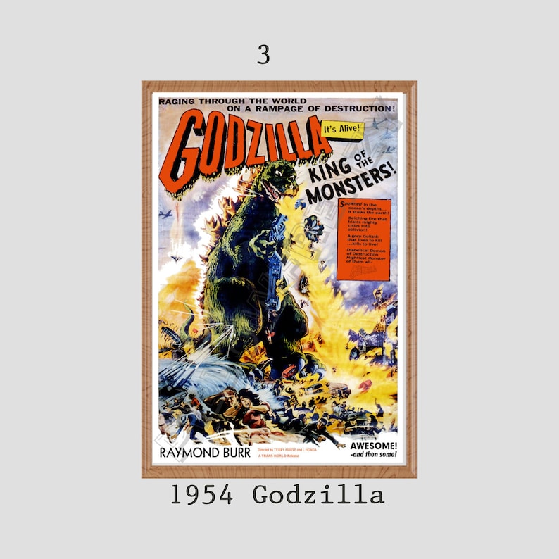 Godzilla CANVAS Movie Poster Art Print 1954 Godzilla King of - Etsy
