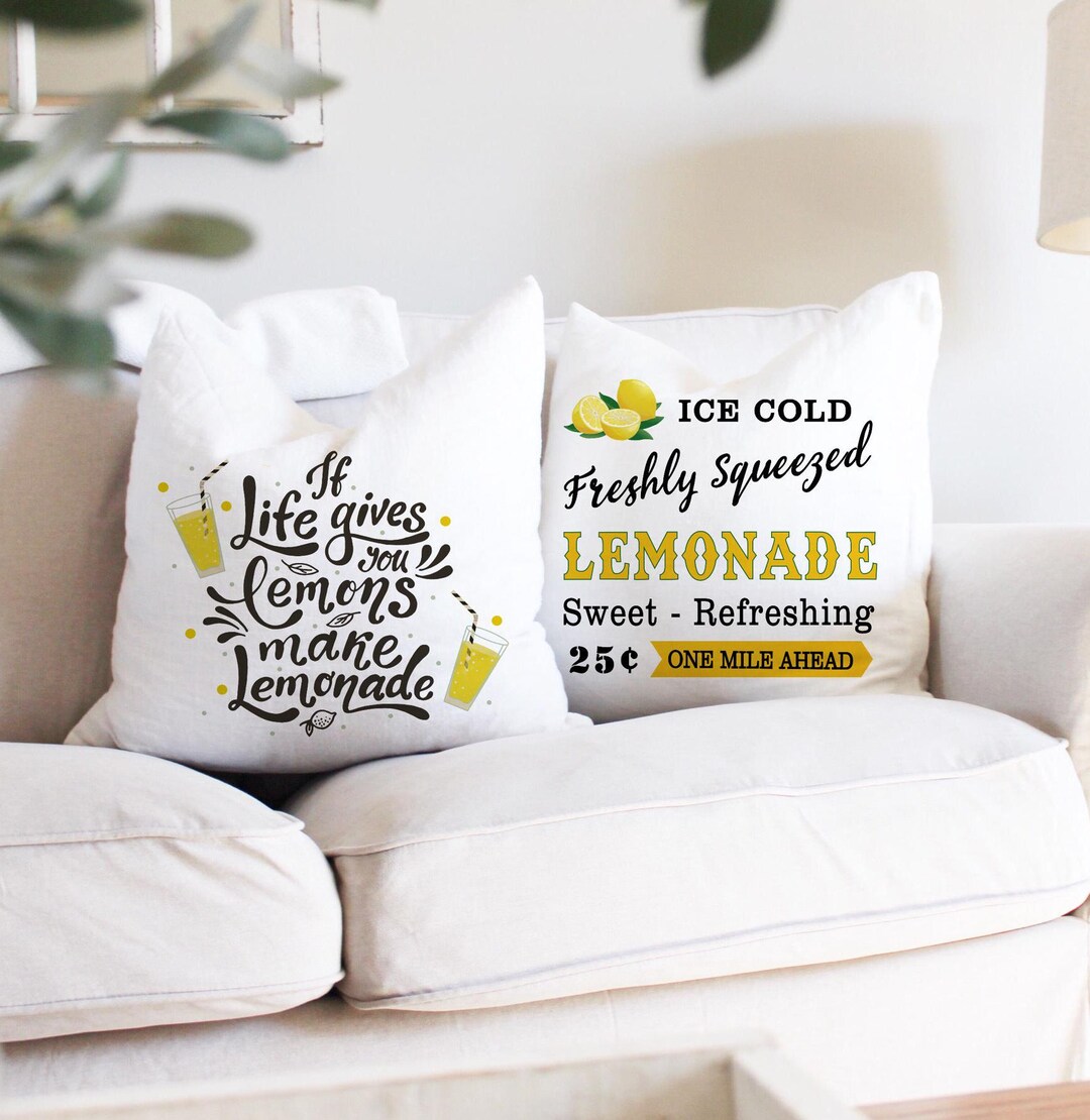 Summer Lemon Pillow Cover - Lemonade Stand Sign - Farmhouse Summer ...