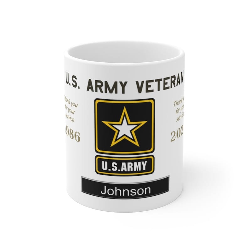 Personalized US Army Veteran Coffee Mug: Custom Rank & Service Dates - Etsy