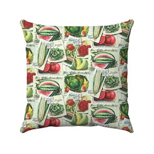 Fruit and Vegetables Pillow Seed Packets Print Gardening Inspired Decor ...