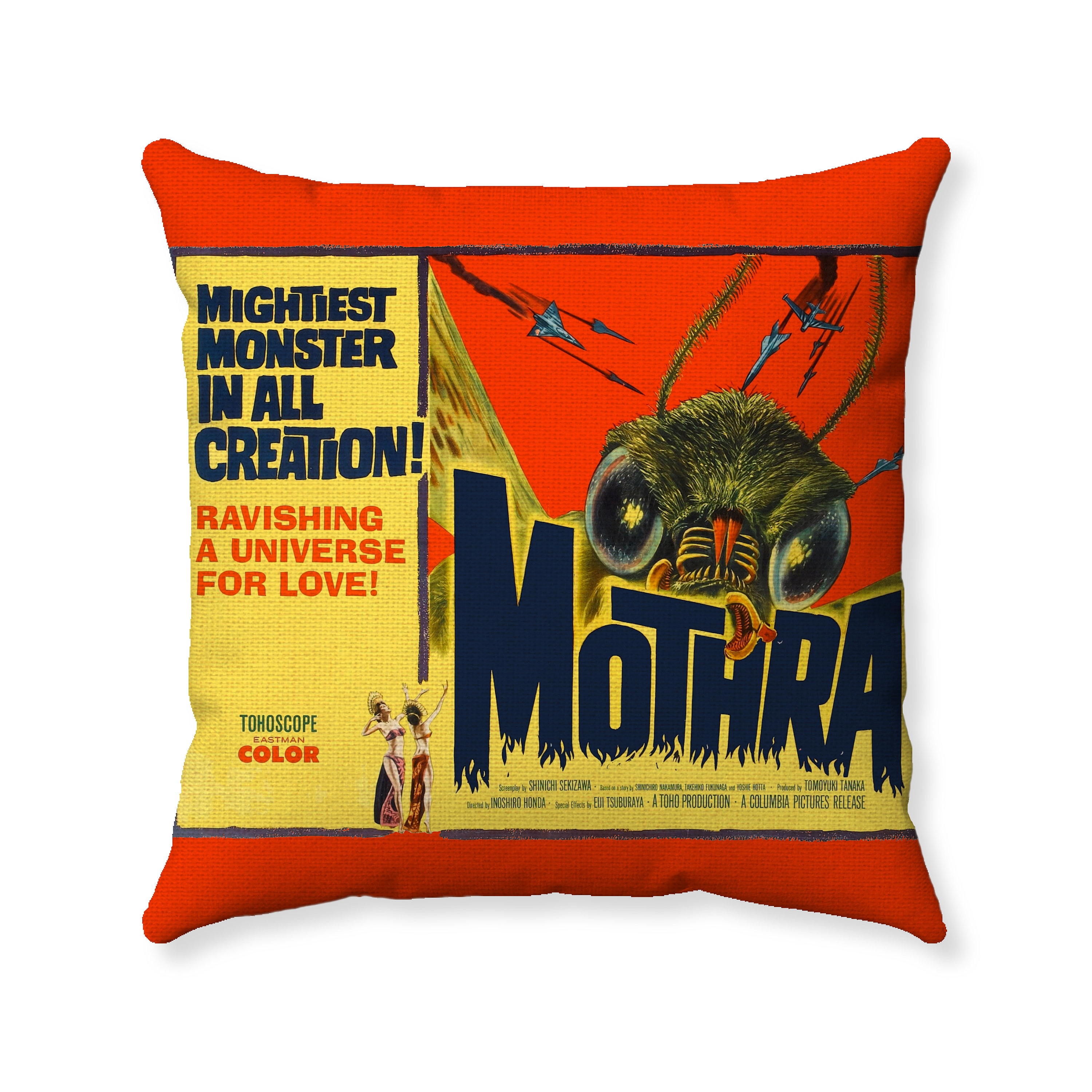 Retro Mothra Movie Poster Throw Pillow 1961 Mothra Kaiju - Etsy