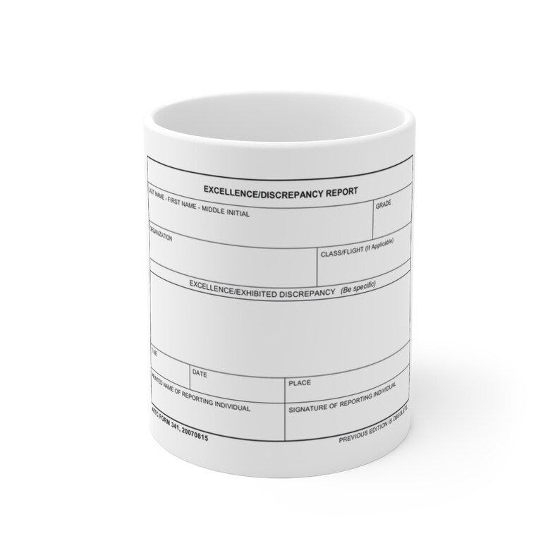 Personalized USAF Excellence Discrepancy Report Form 314 11oz - Etsy