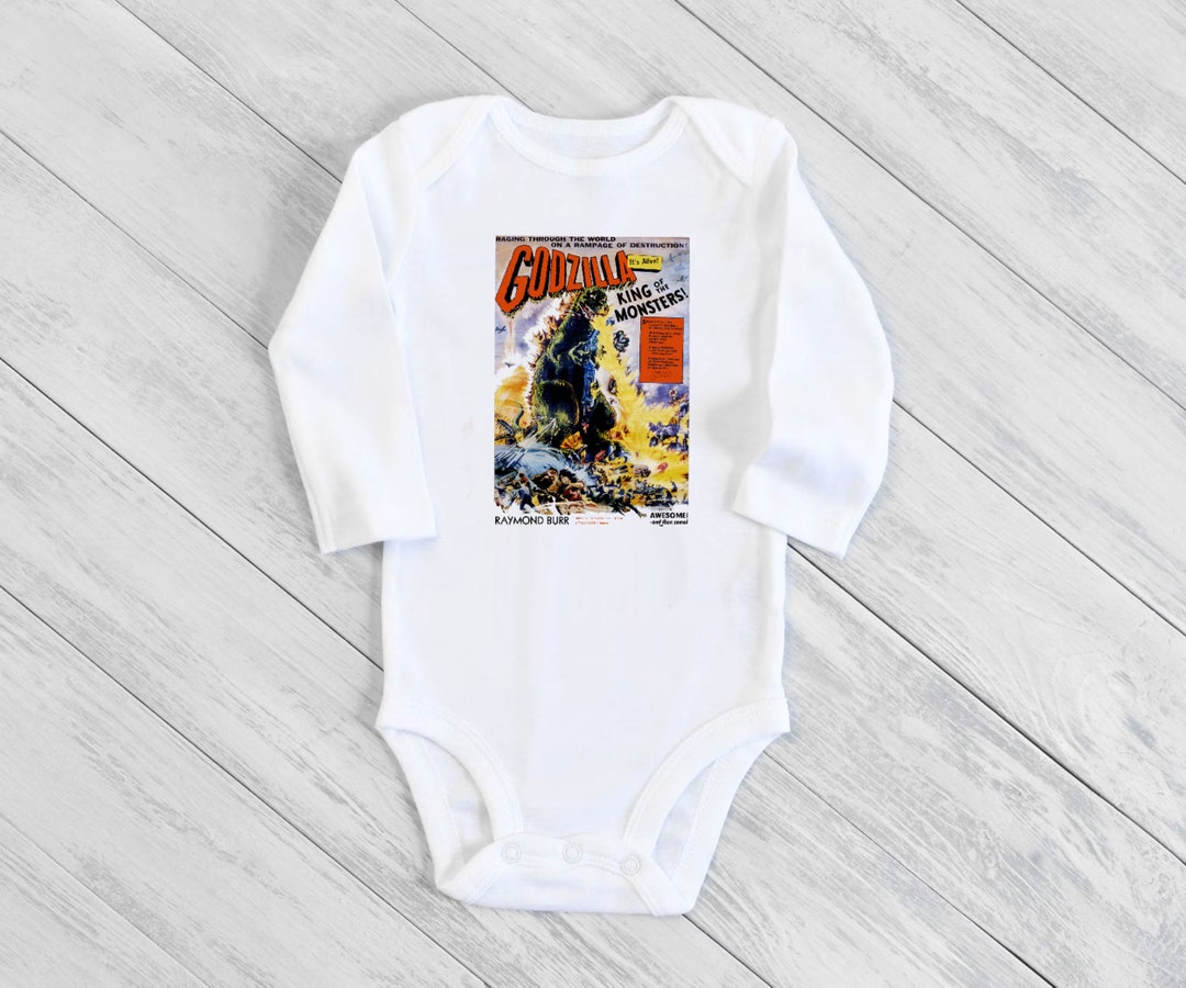 Godzilla Movie Poster Onesie Long Sleeved Unique Baby Shower Gift ...