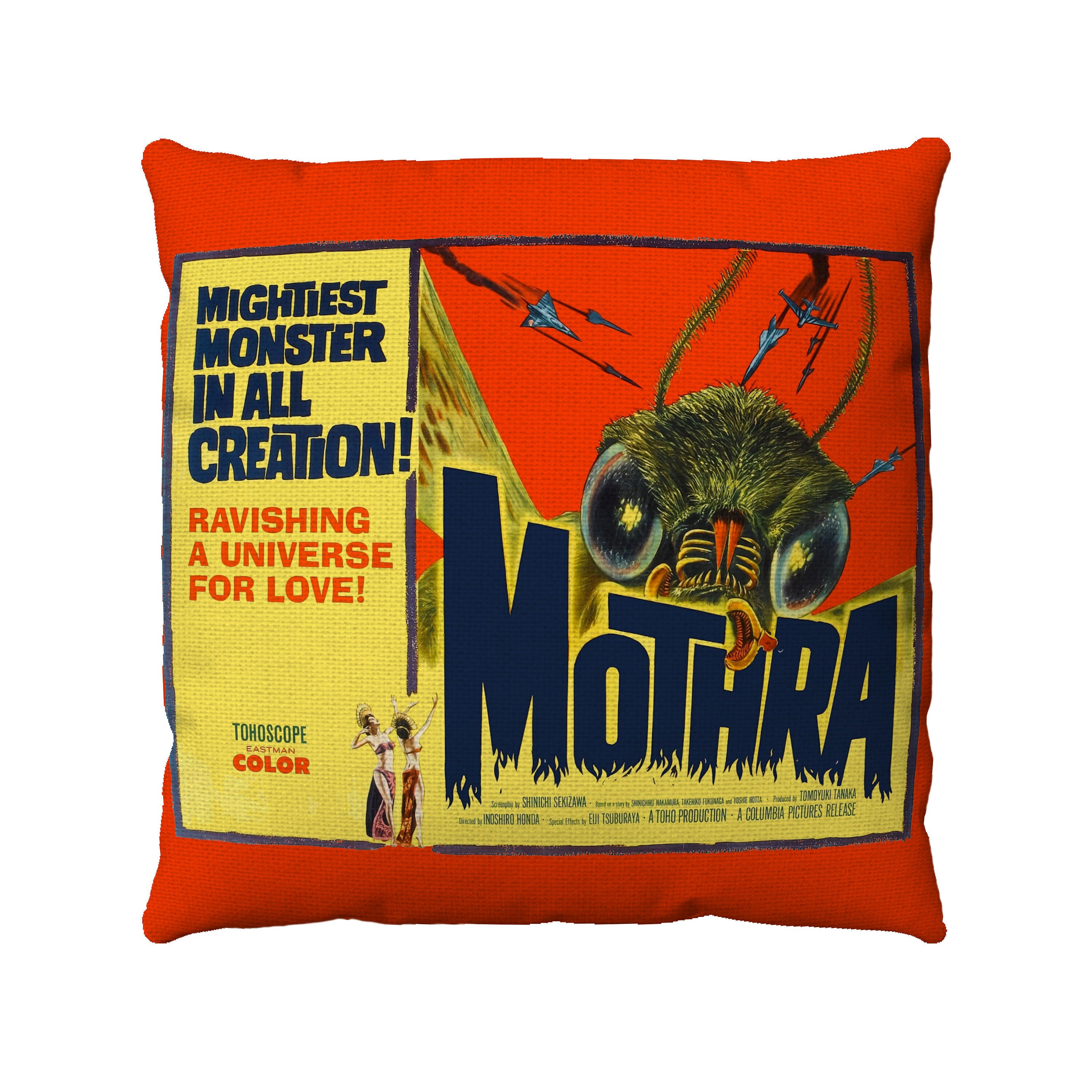 Retro Mothra Movie Poster Throw Pillow 1961 Mothra Kaiju - Etsy