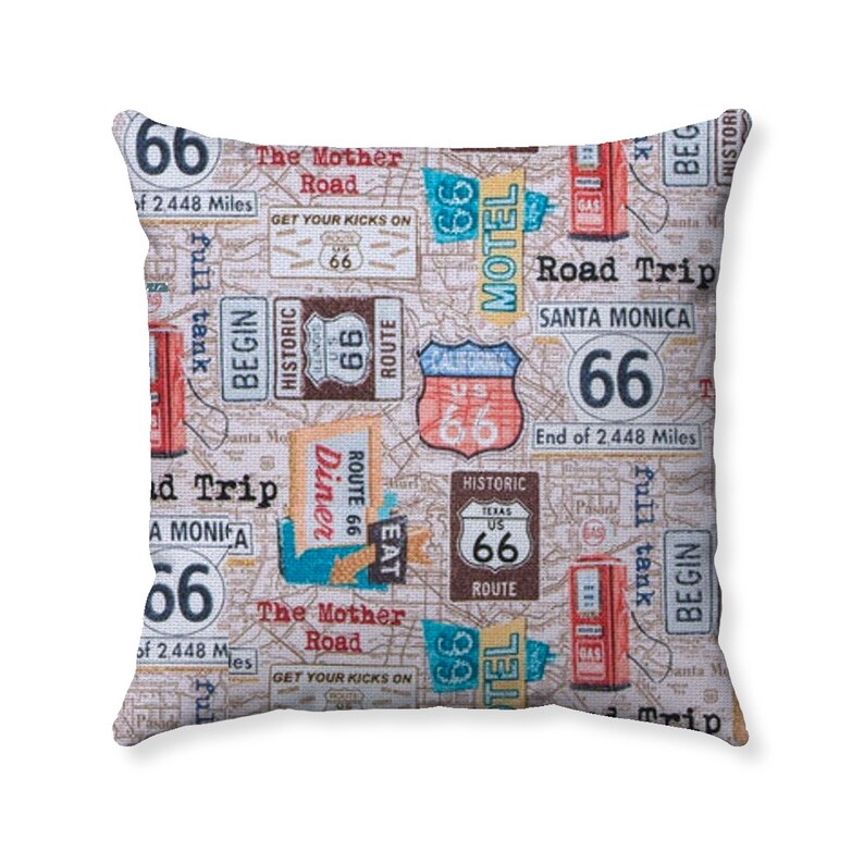Route 66 Throw Pillow Cover: Retro Highway Signs, Mancave Decor - Etsy