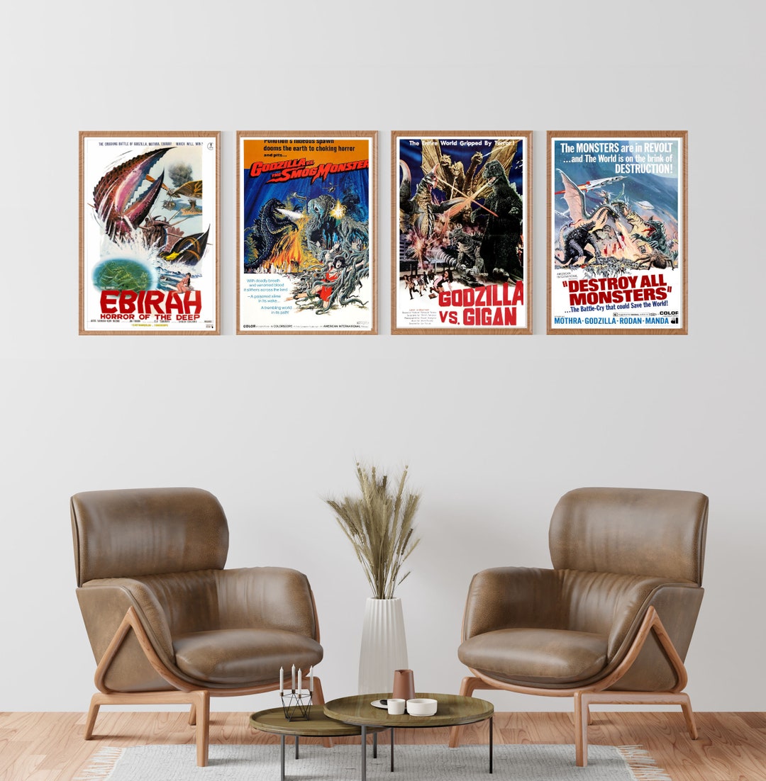 Godzilla CANVAS Movie Poster Art Print - Godzilla - Ebirah - Gigan ...