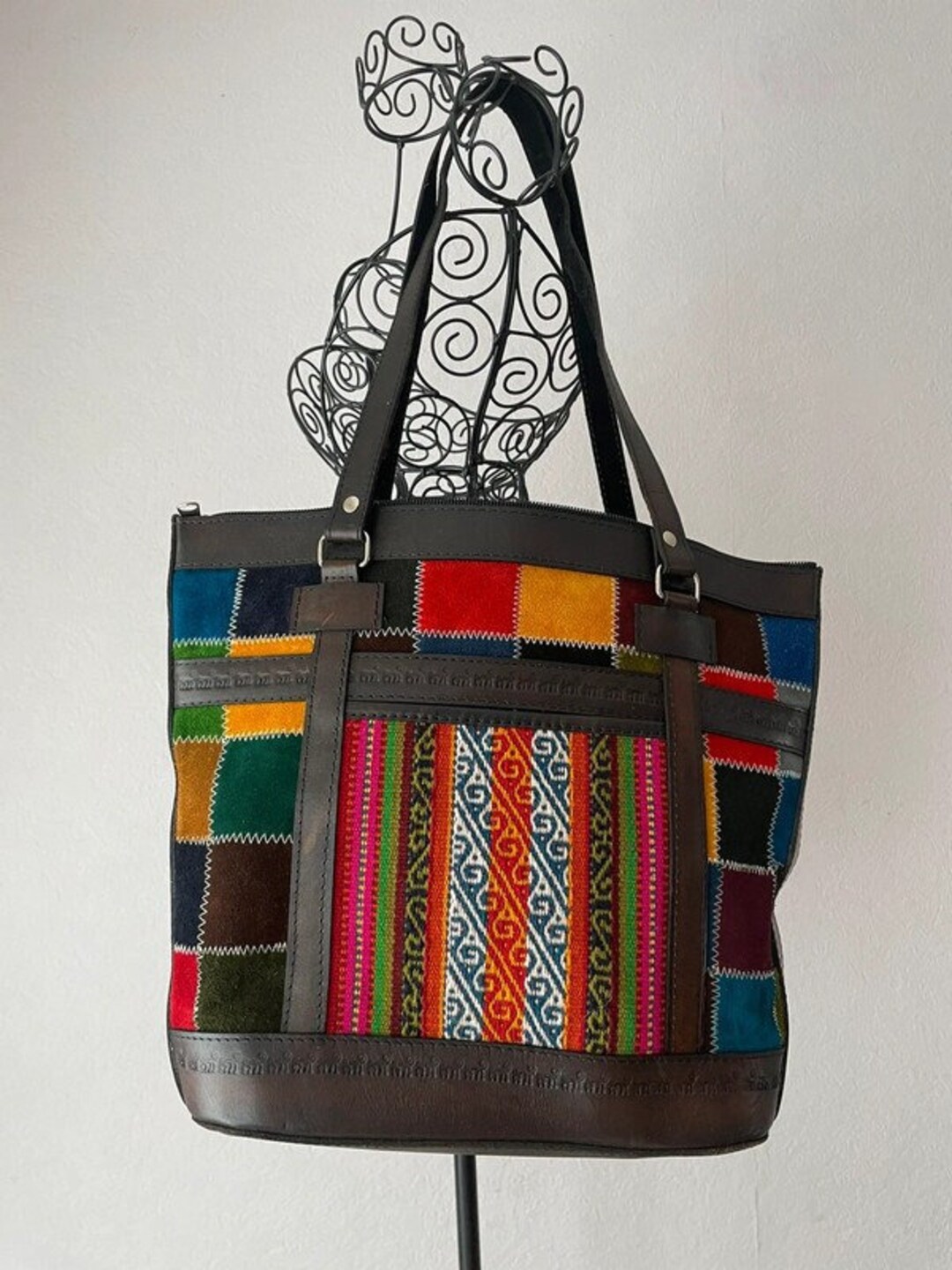 Leather and Alpaca Wool Handbag Bolivian Crafts - Etsy