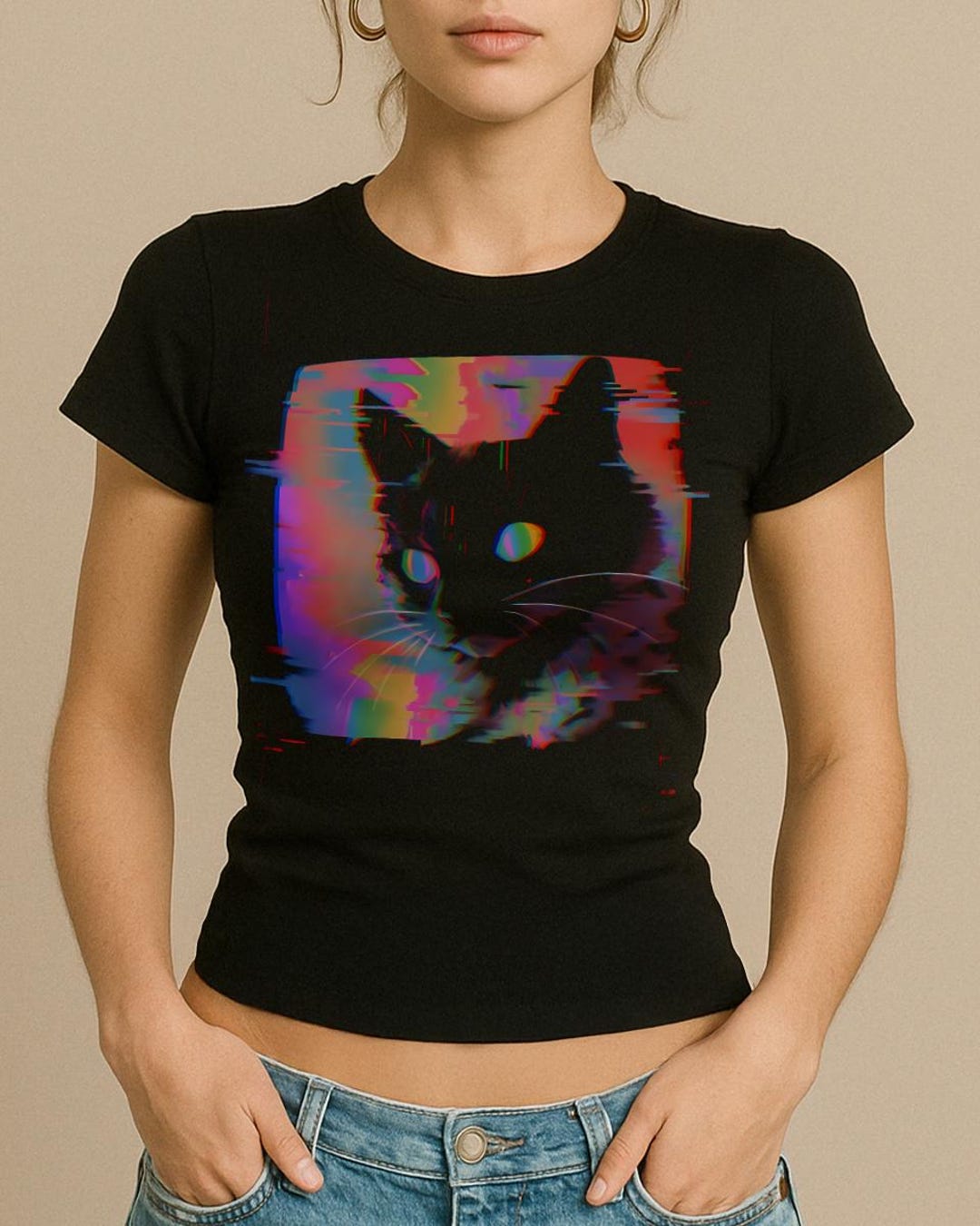 Psychedelic Weirdcore Cat Baby Tee | Vaporwave Aesthetic | Trippy Alt ...