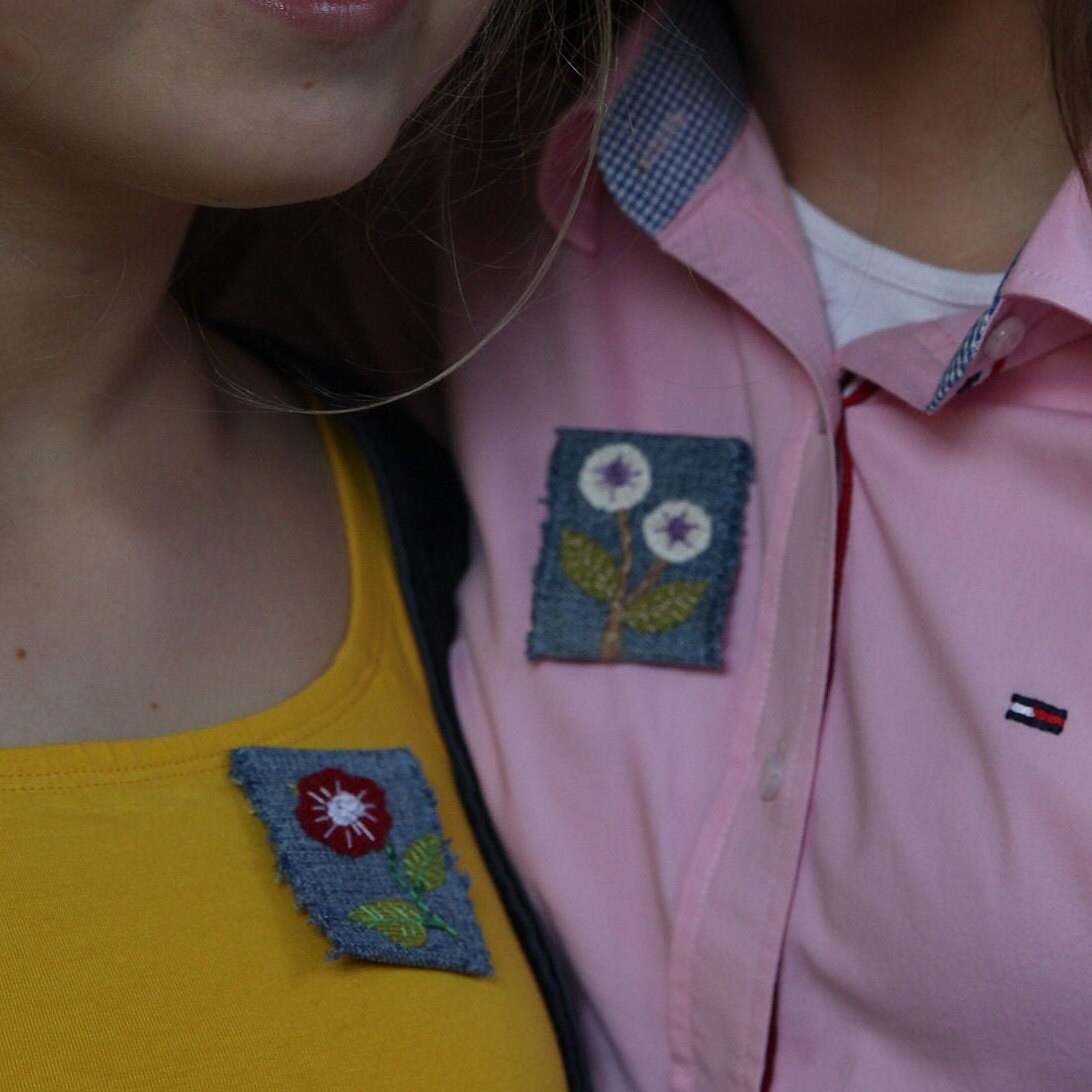 Orange Flower Brooch Pin Badge Embroidered Patch Boho - Etsy