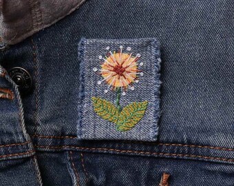 Denim Flower Pin | Etsy