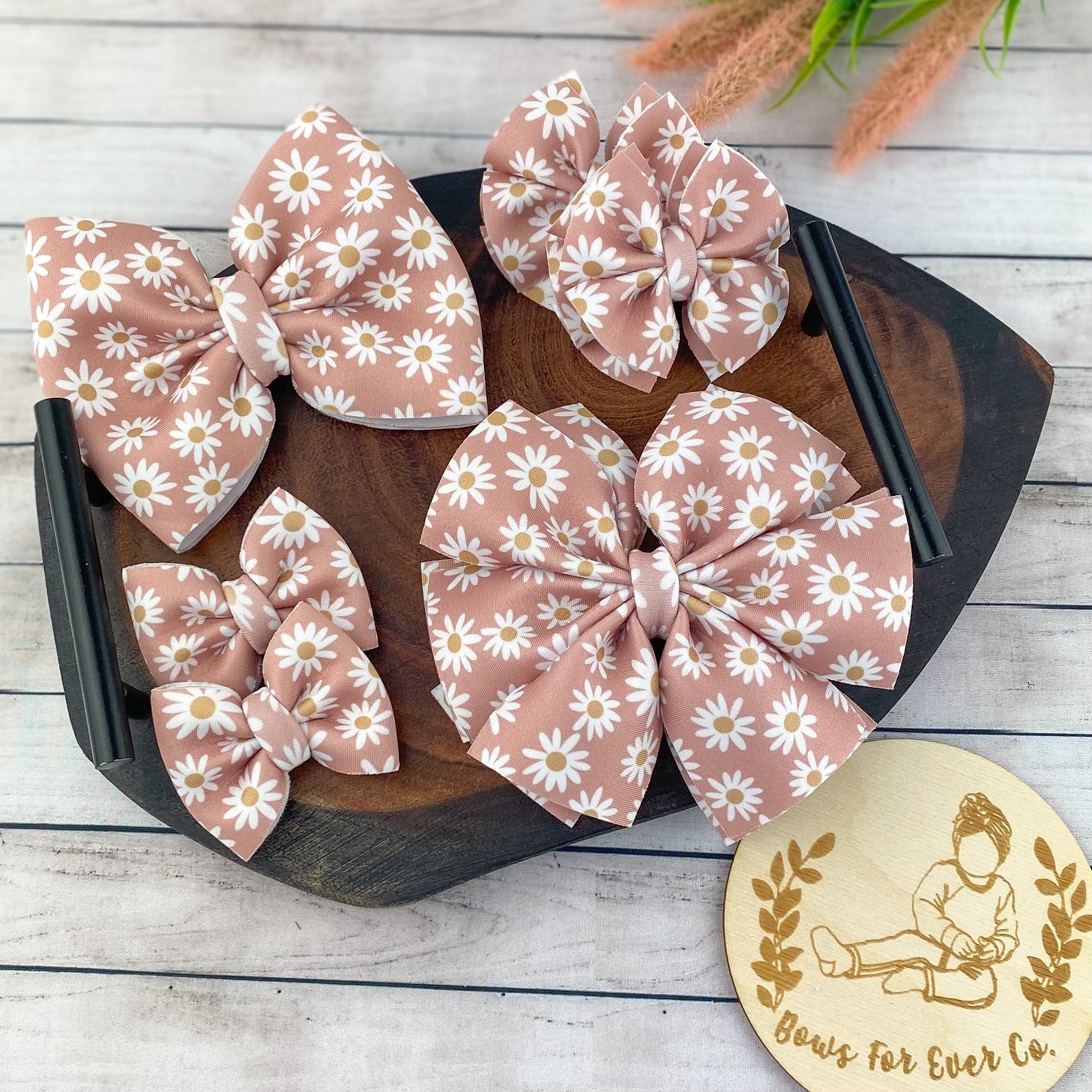 Pink Daisy Puff Bow Hair Bow Piggies Puffy Bow Easter - Etsy