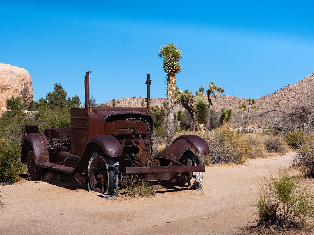 Joshua Tree Print, Abandoned Vintage Car in Joshua Tree National Park ...
