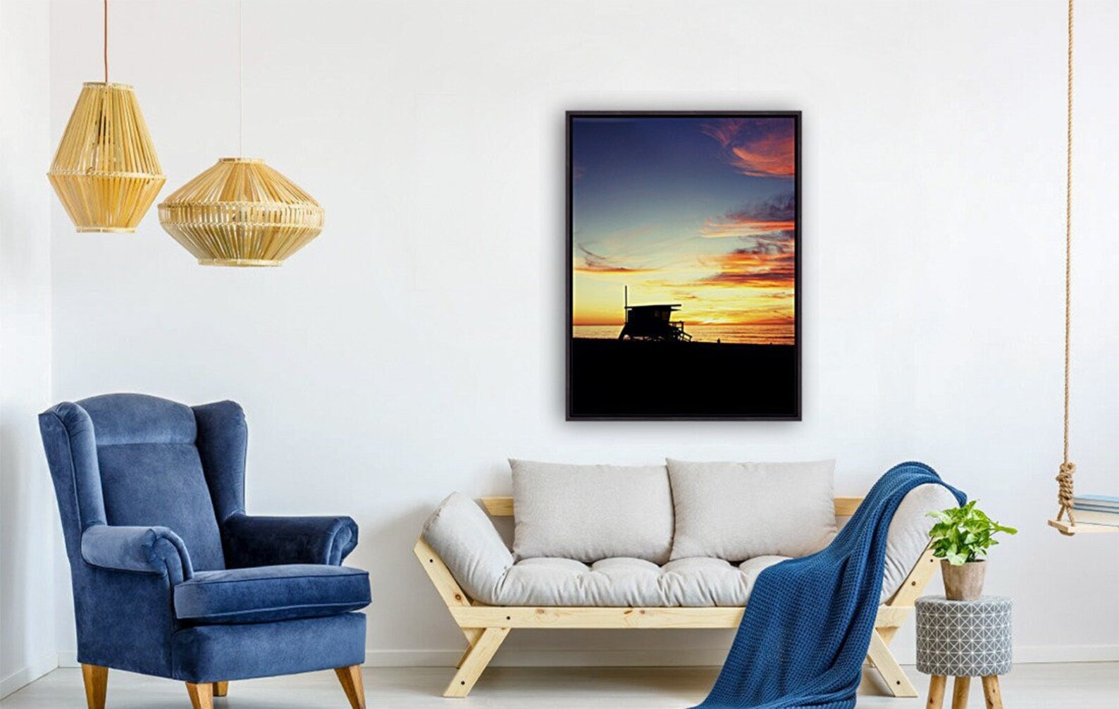 Lifeguard Tower Print, Redondo Beach Lifeguard Tower at Sunset, Redondo ...
