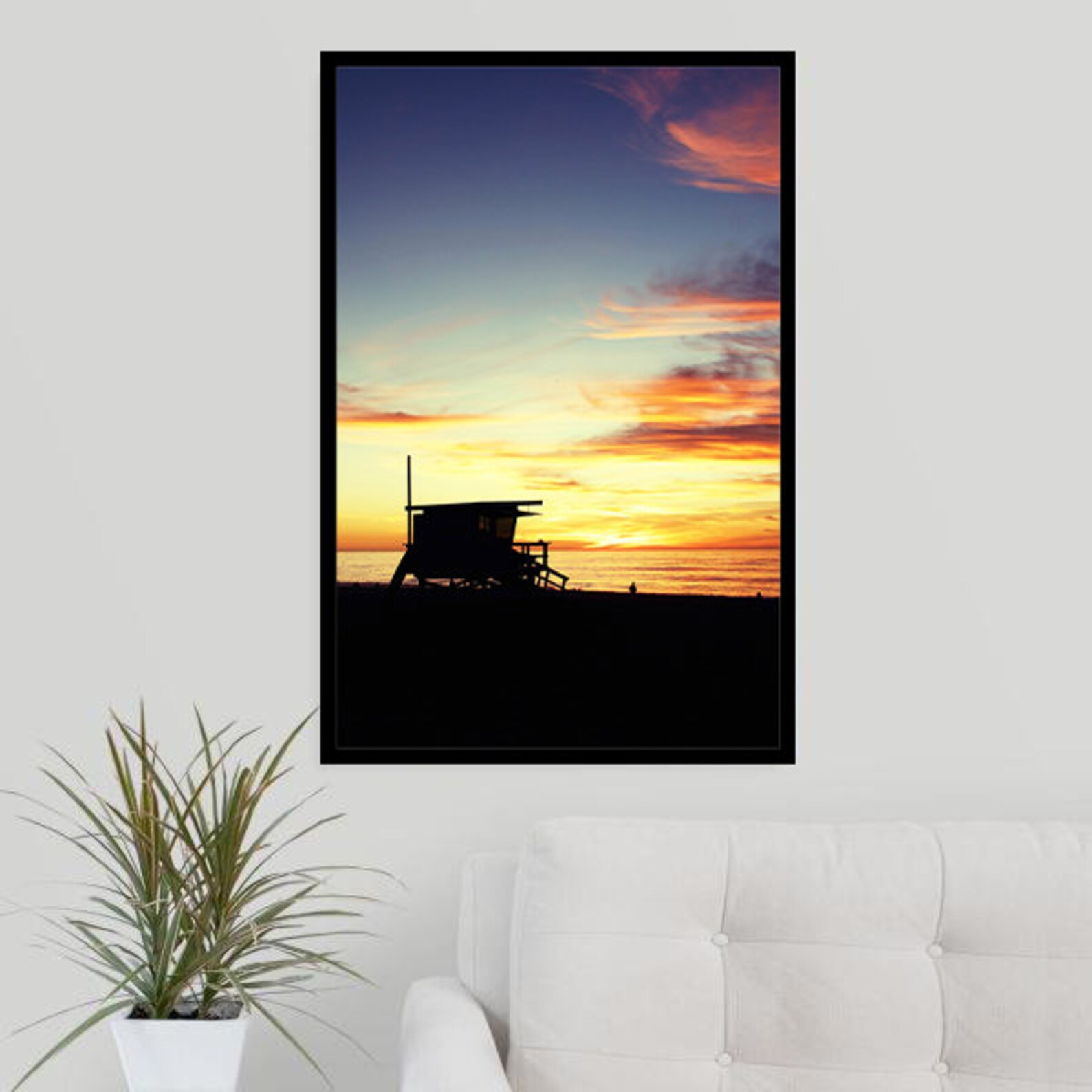 Lifeguard Tower Print, Redondo Beach Lifeguard Tower at Sunset, Redondo ...
