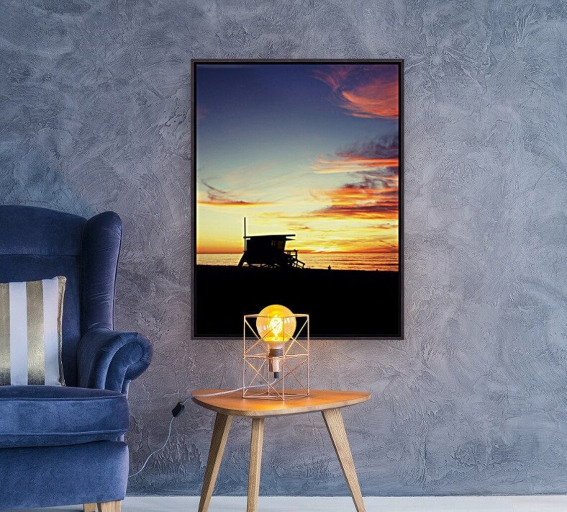 Lifeguard Tower Print, Redondo Beach Lifeguard Tower at Sunset, Redondo ...