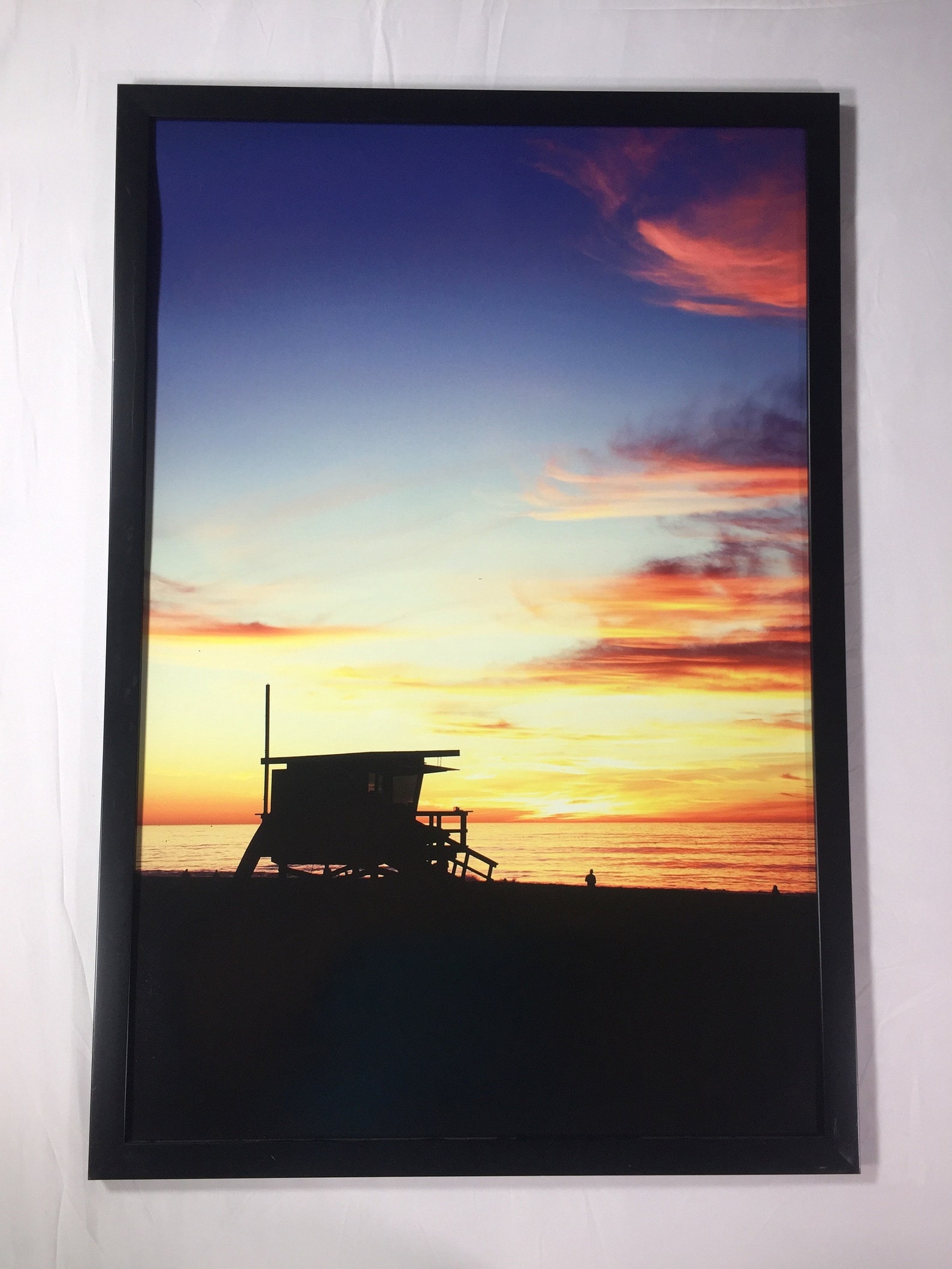 Lifeguard Tower Print, Redondo Beach Lifeguard Tower at Sunset, Redondo ...