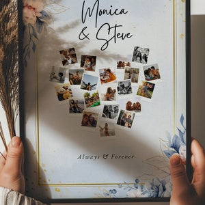 Personalized Heart Photo Collage Poster | Valentine's Couple Gift ...