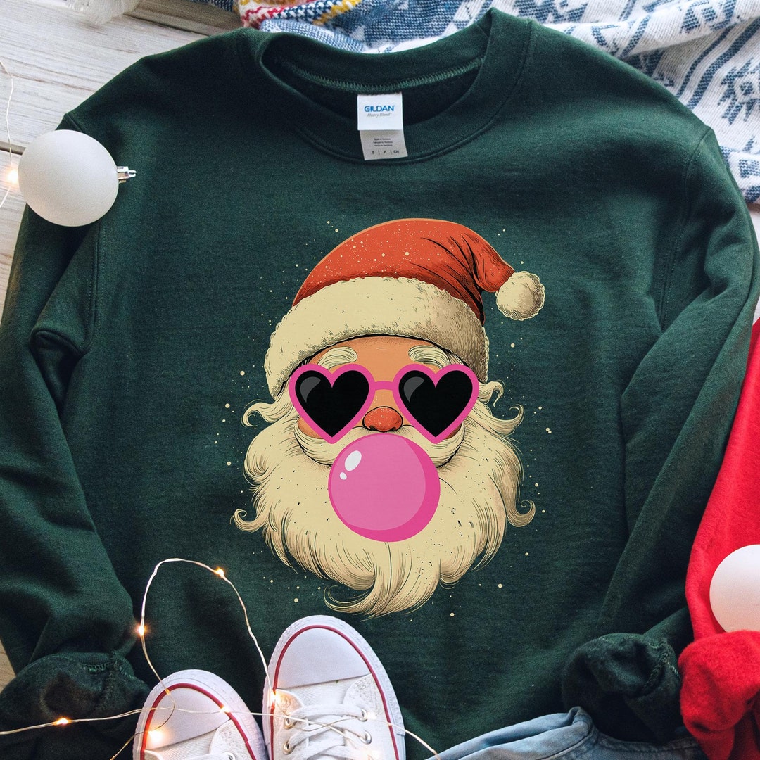 Santa Bubble Gum Sweatshirt, Santa Bubble Gum, Christmas Santa ...