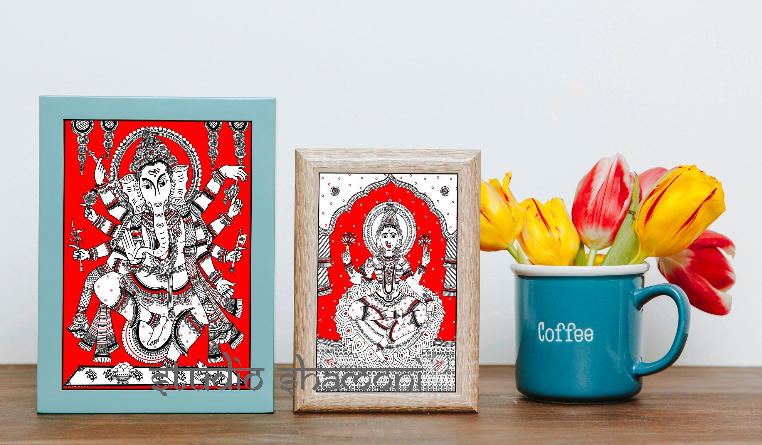 Laxmi, Lakshmi Painting, Lakshmi Ji Art Print, Hindu Goddess, Kalamkari ...
