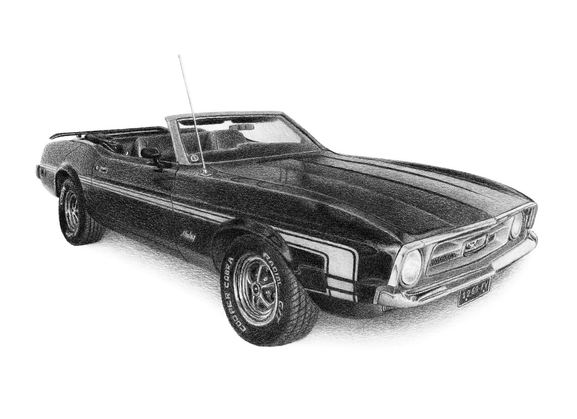 Ford Mustang Pencil Drawing Car Pencil Drawing. - Etsy