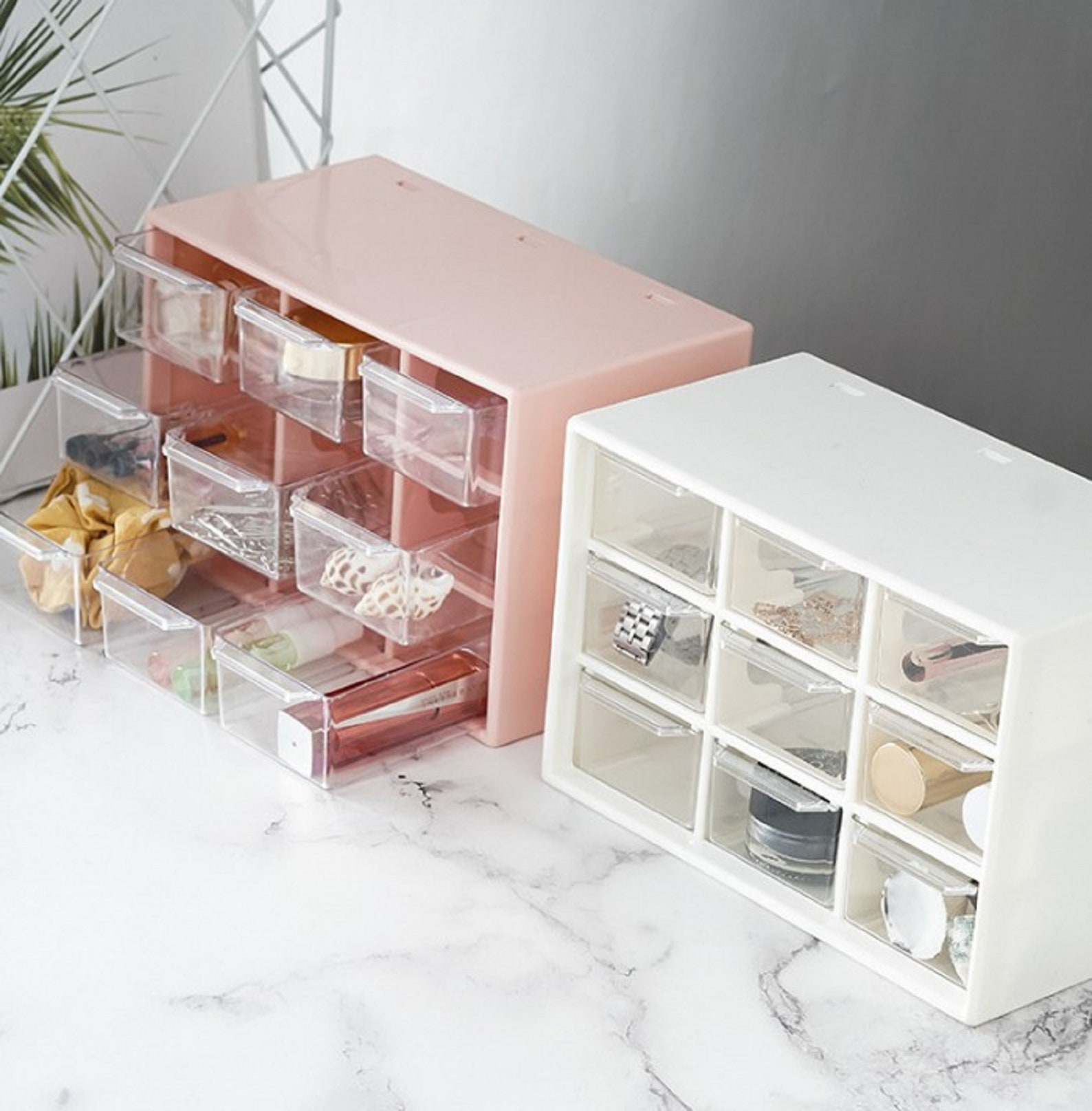 2 Small Plastic Desktop Storage Box 9 drawer Craft Cabinet | Etsy