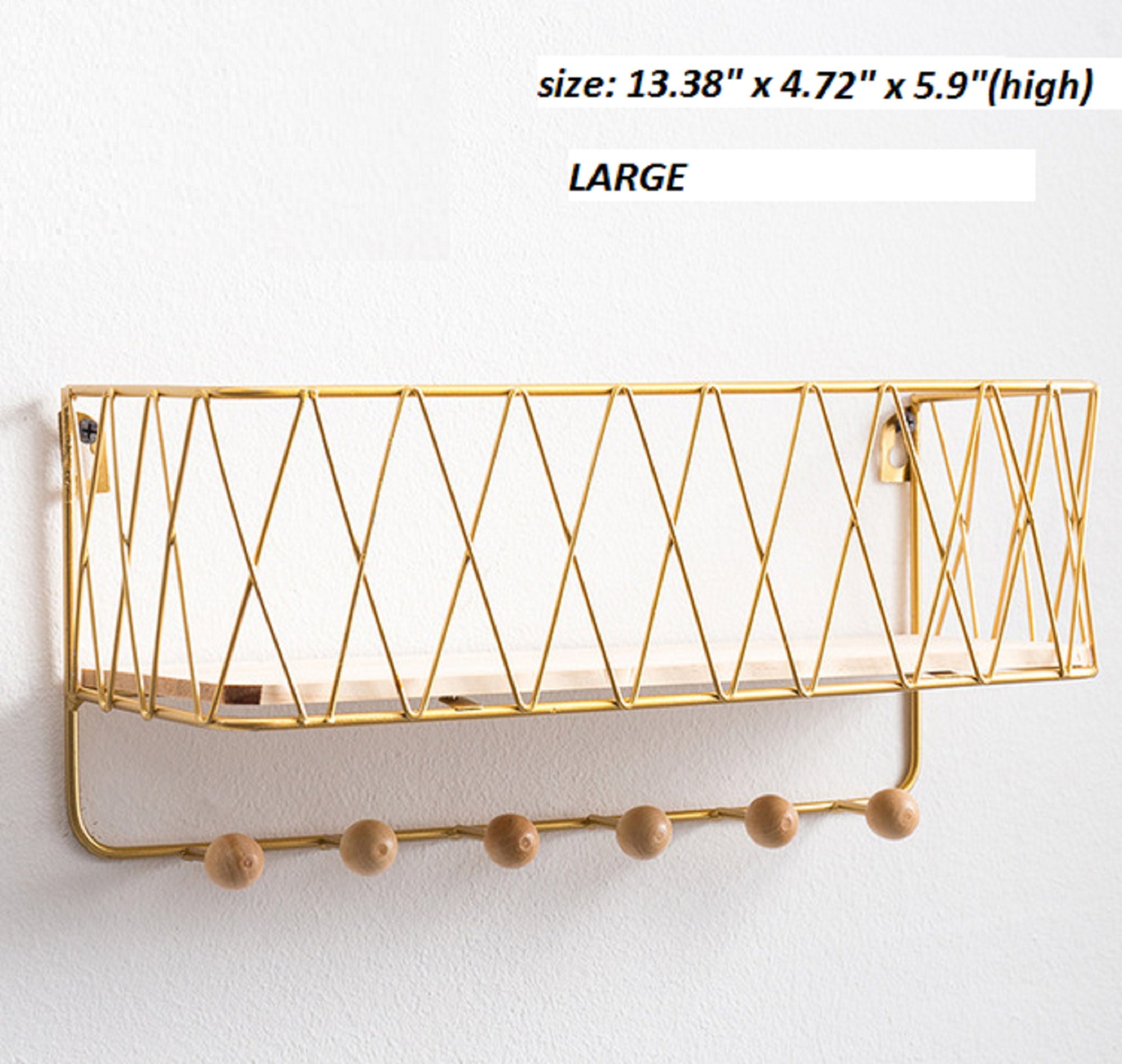 Wall Mounted Metal Wood Basket Shelf With Hooks for Hanging | Etsy