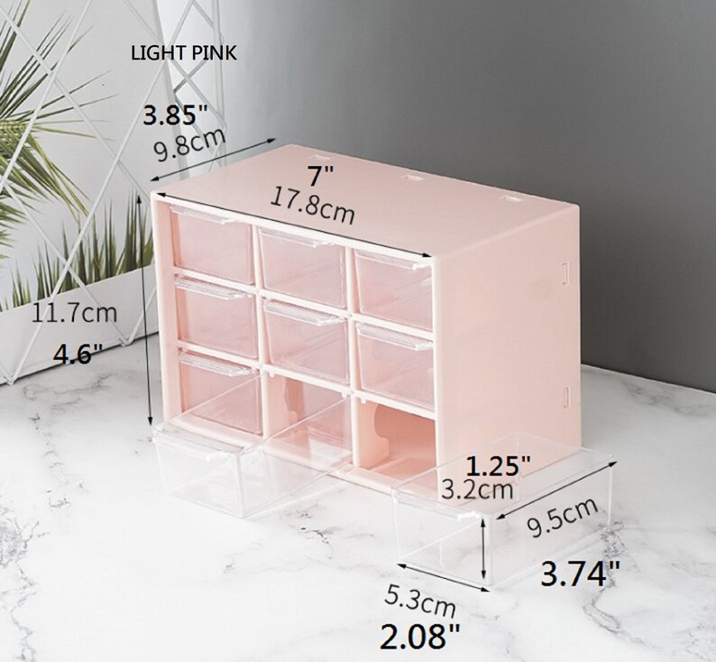 2 Small Plastic Desktop Storage Box 9 Drawer Craft Cabinet | Etsy