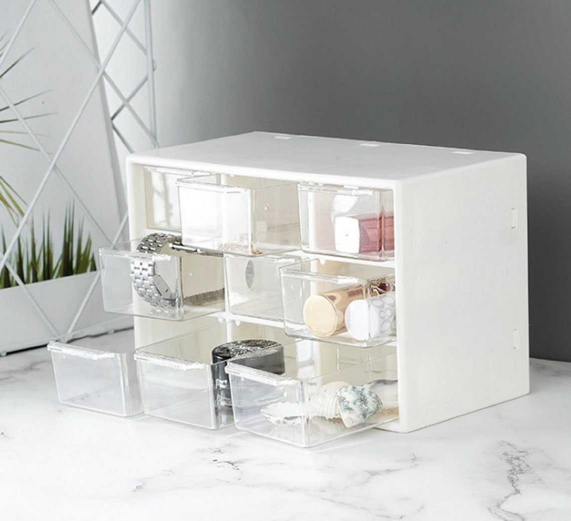 2 Small Plastic Desktop Storage Box 9 drawer Craft Cabinet | Etsy