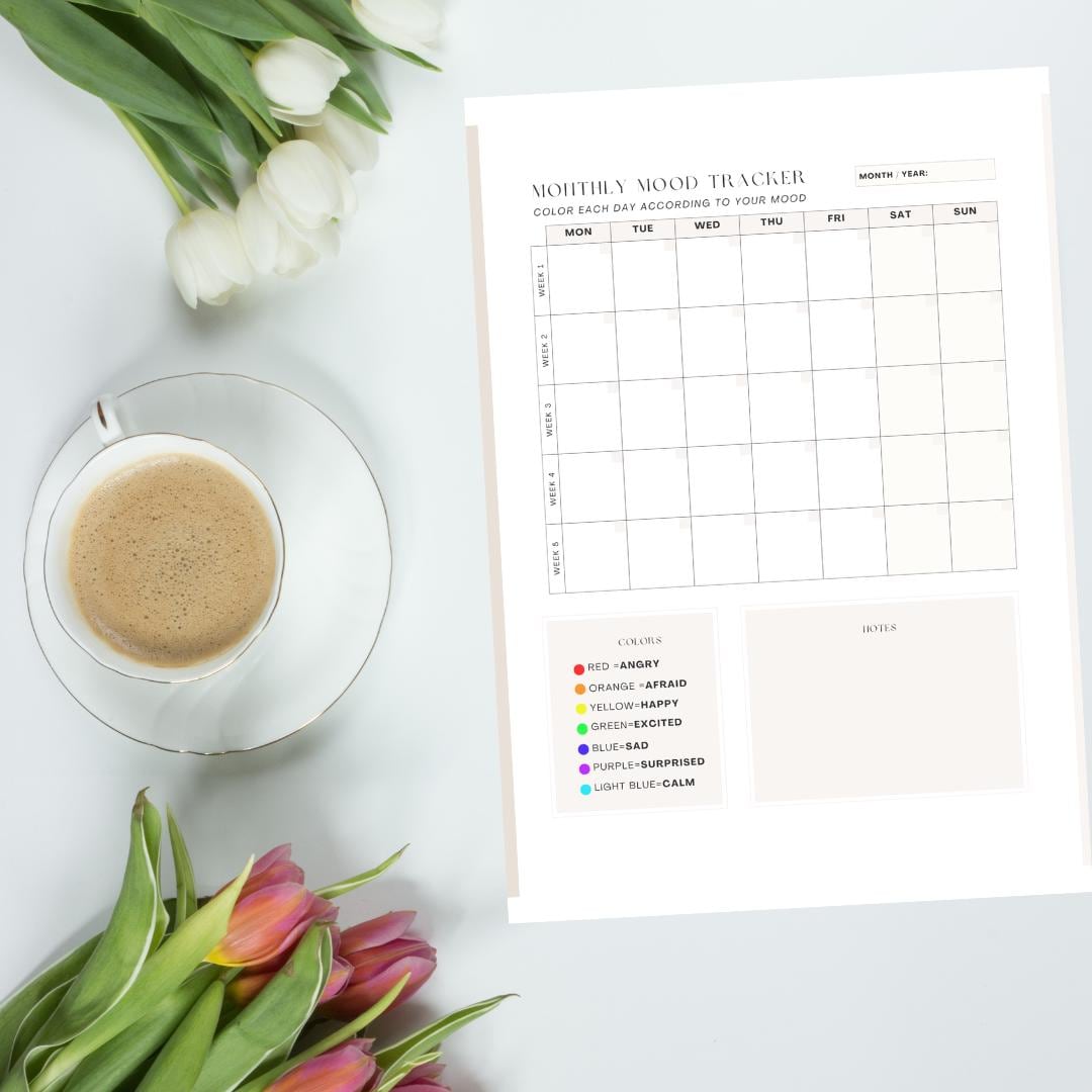 Monthly Mood Tracker - Printable Worksheet (PDF) - Etsy