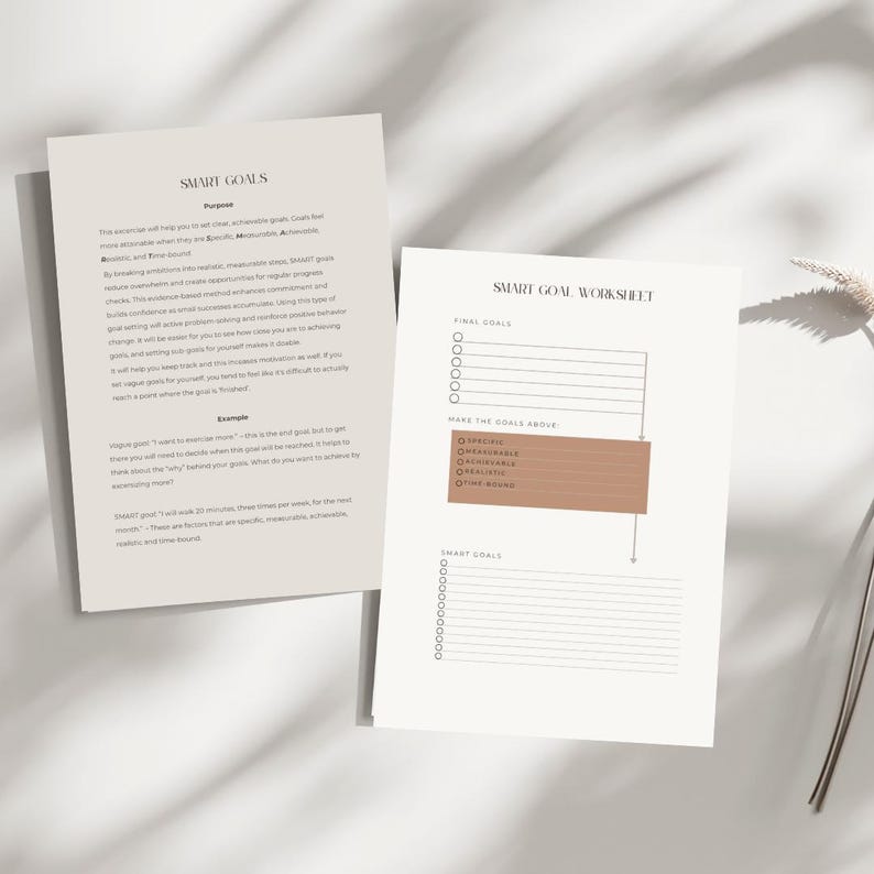 CBT SMART Goals Worksheet – Printable Mental Health Exercises (PDF) - Etsy