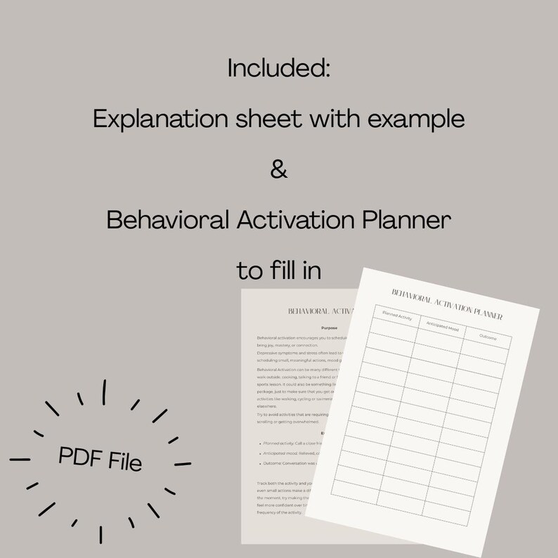 CBT Worksheets – Behavioral Activation, Mental Health Workbook (PDF) - Etsy