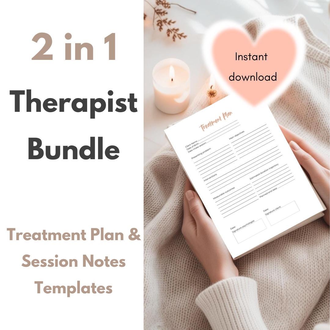 2-in-1 Bundle for Therapists: Printable Session Notes and Treatment ...