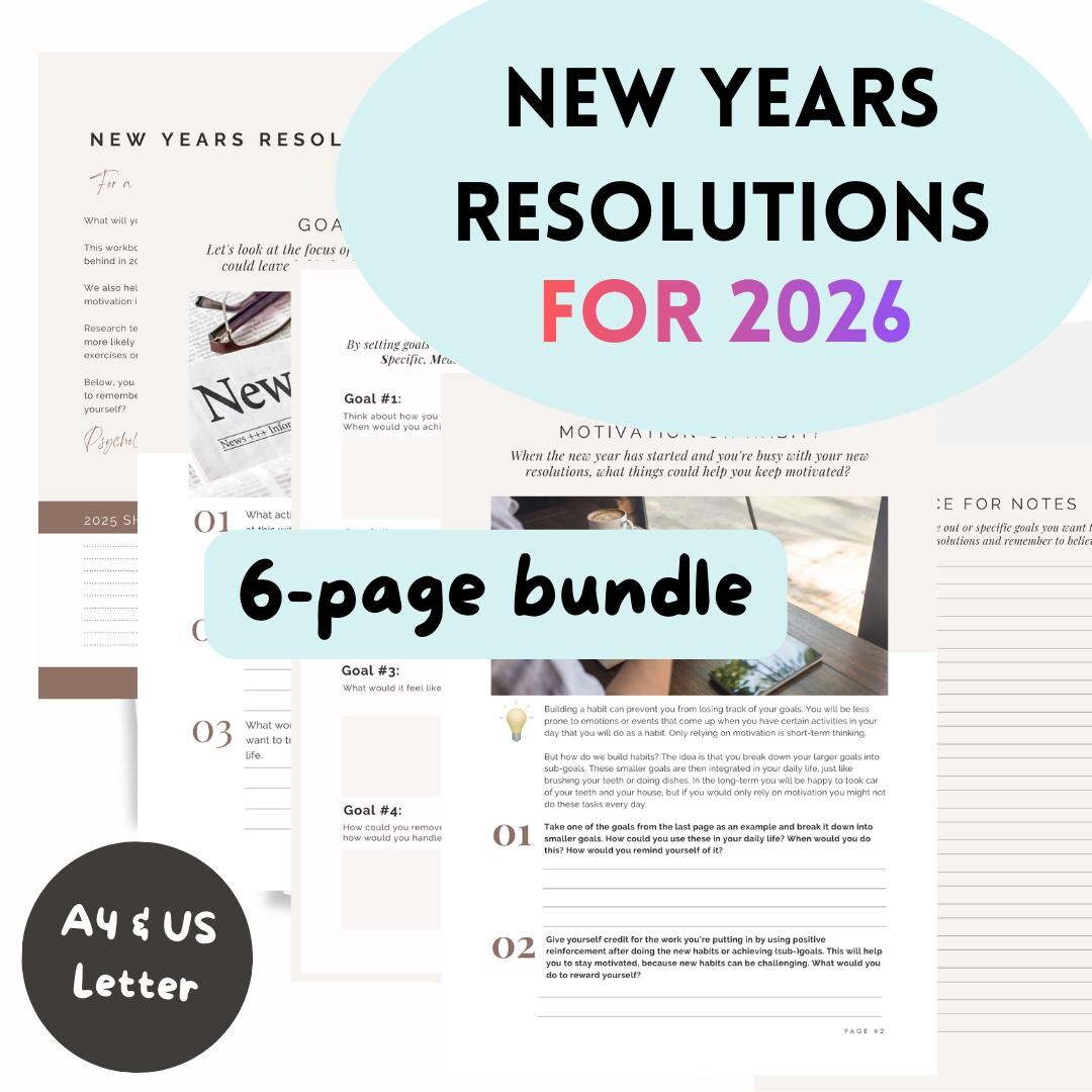 2026 New Years Resolution, Goal Setting Tools : 6 Printable Worksheets ...