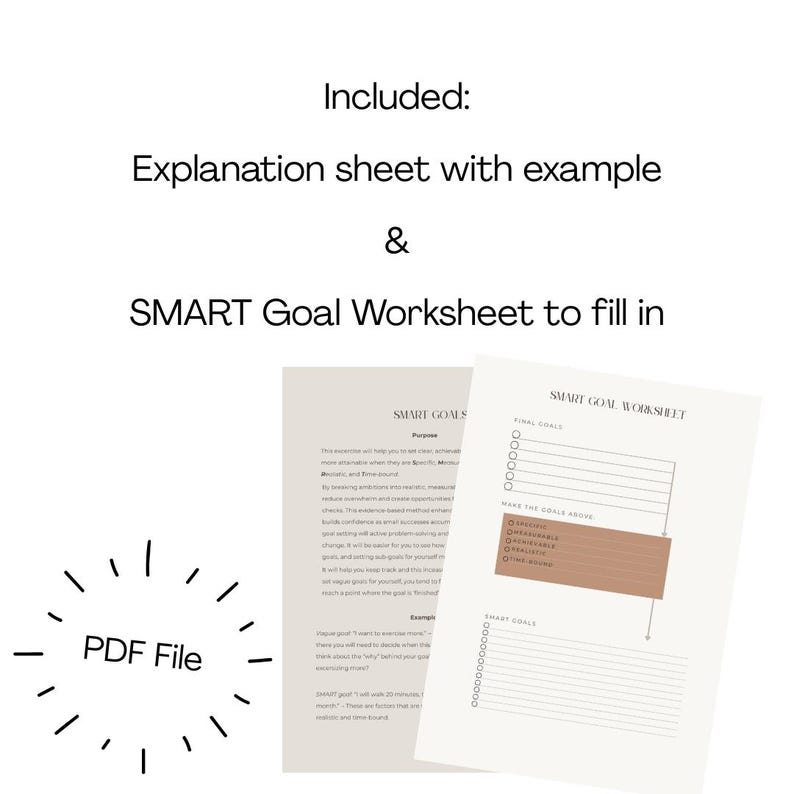 CBT SMART Goals Worksheet – Printable Mental Health Exercises (PDF) - Etsy