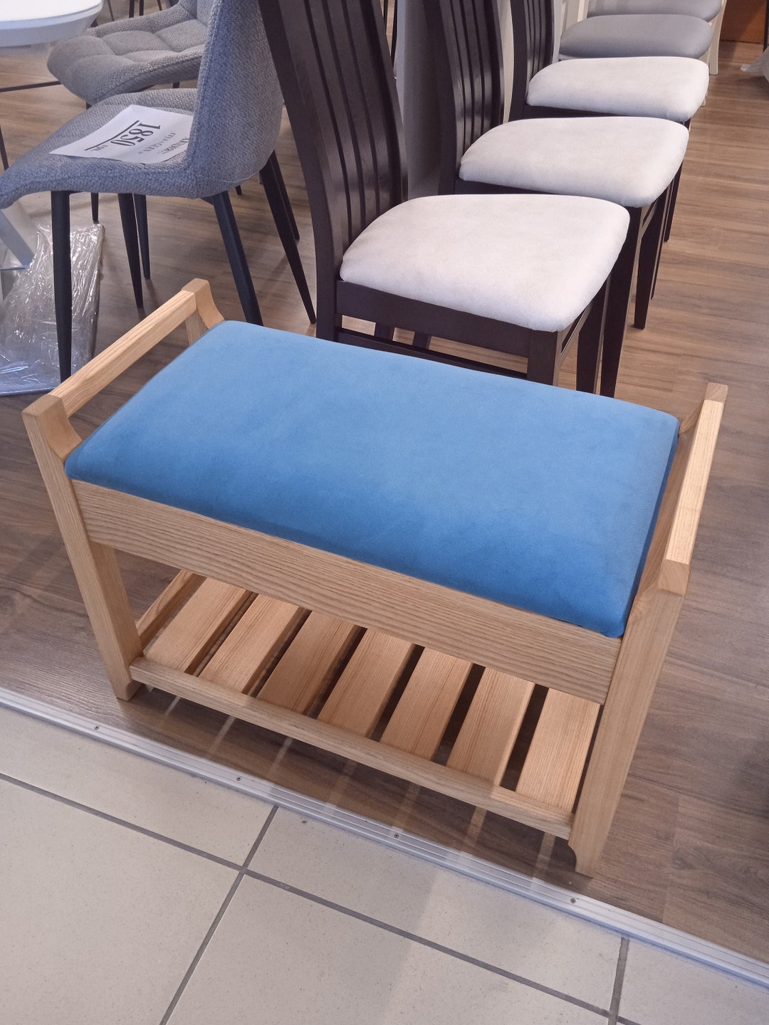 Turquoise Bench Beautiful Bench Handmade Natural Wood - Etsy