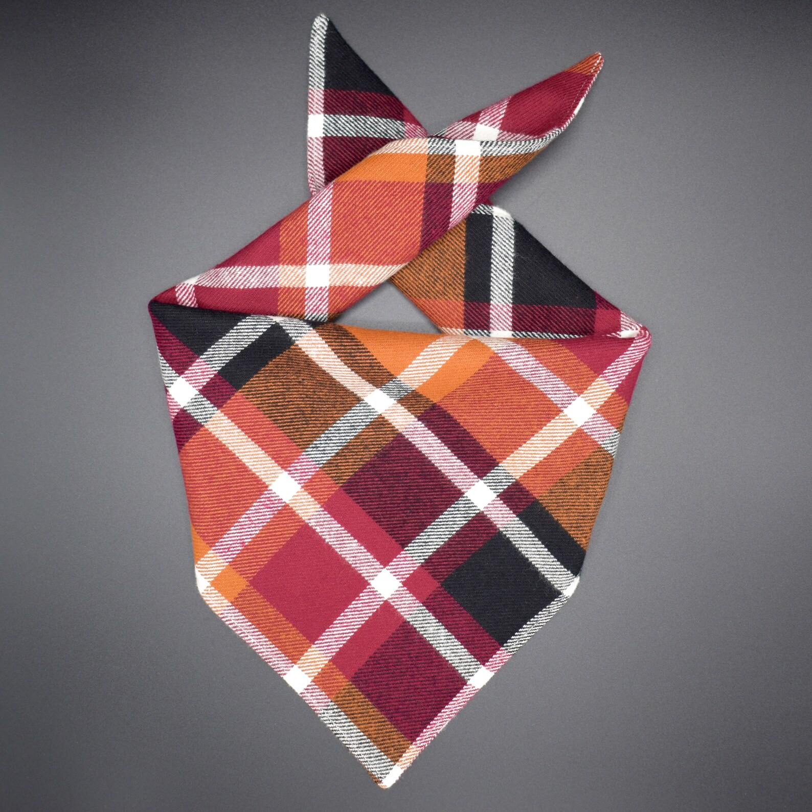 Tie on Fall Dog Bandana, Fall Plaid Dog Bandana, Tie-on Dog Bandana ...