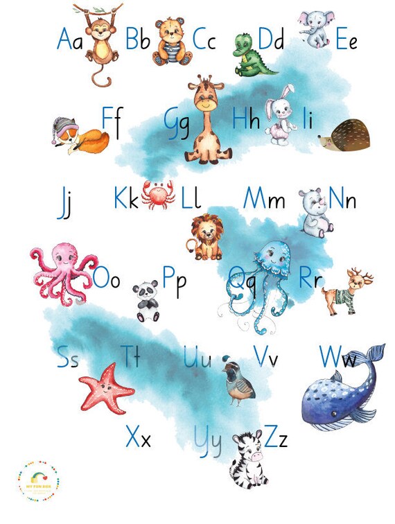 Basic Font Alphabet Poster - Etsy New Zealand