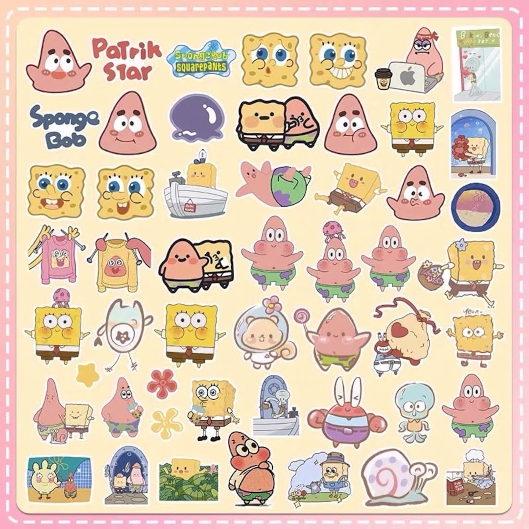 5 to 100 Cute Kawaii Spongebob Squarepants Waterproof PVC - Etsy