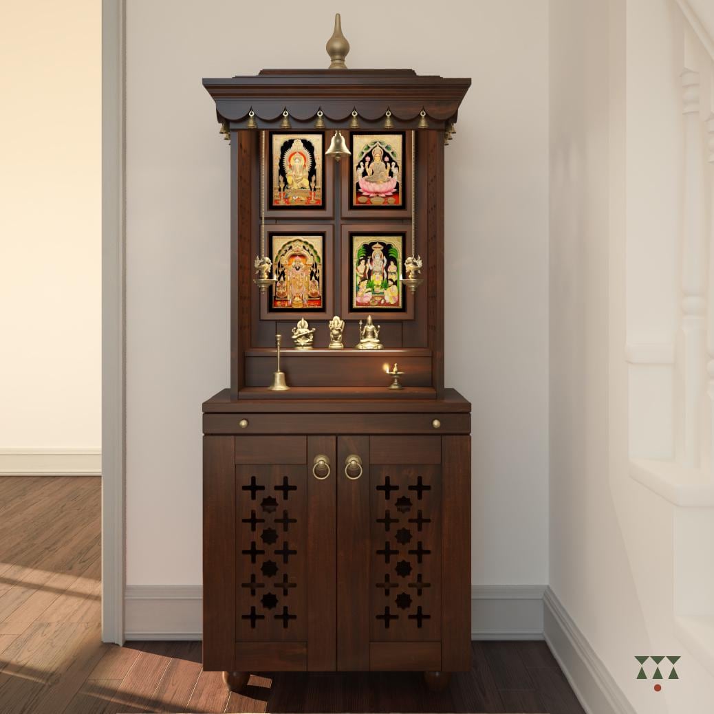 Gaurya - Ethnic Indian Pooja Mandir for Home | Wooden Temple, Brass ...